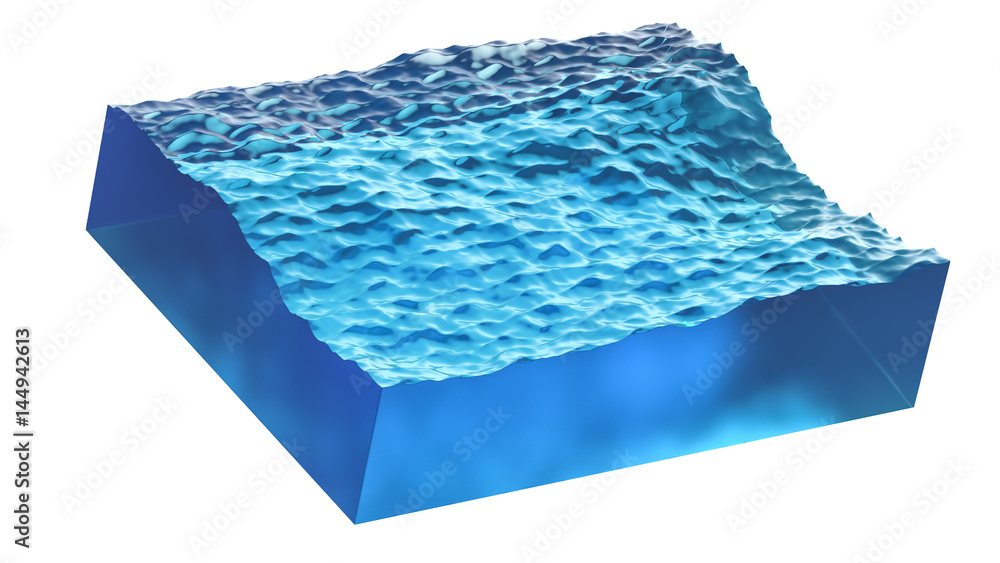 Cross section of wave with blue clean water. Realistic 3d illustration ...