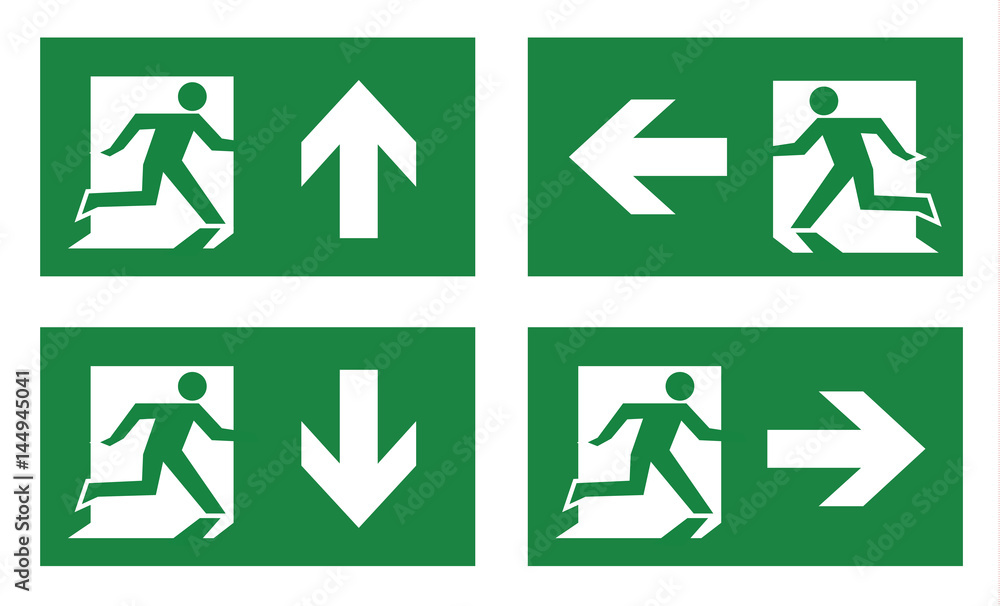 fire exit icon set Stock Vector | Adobe Stock