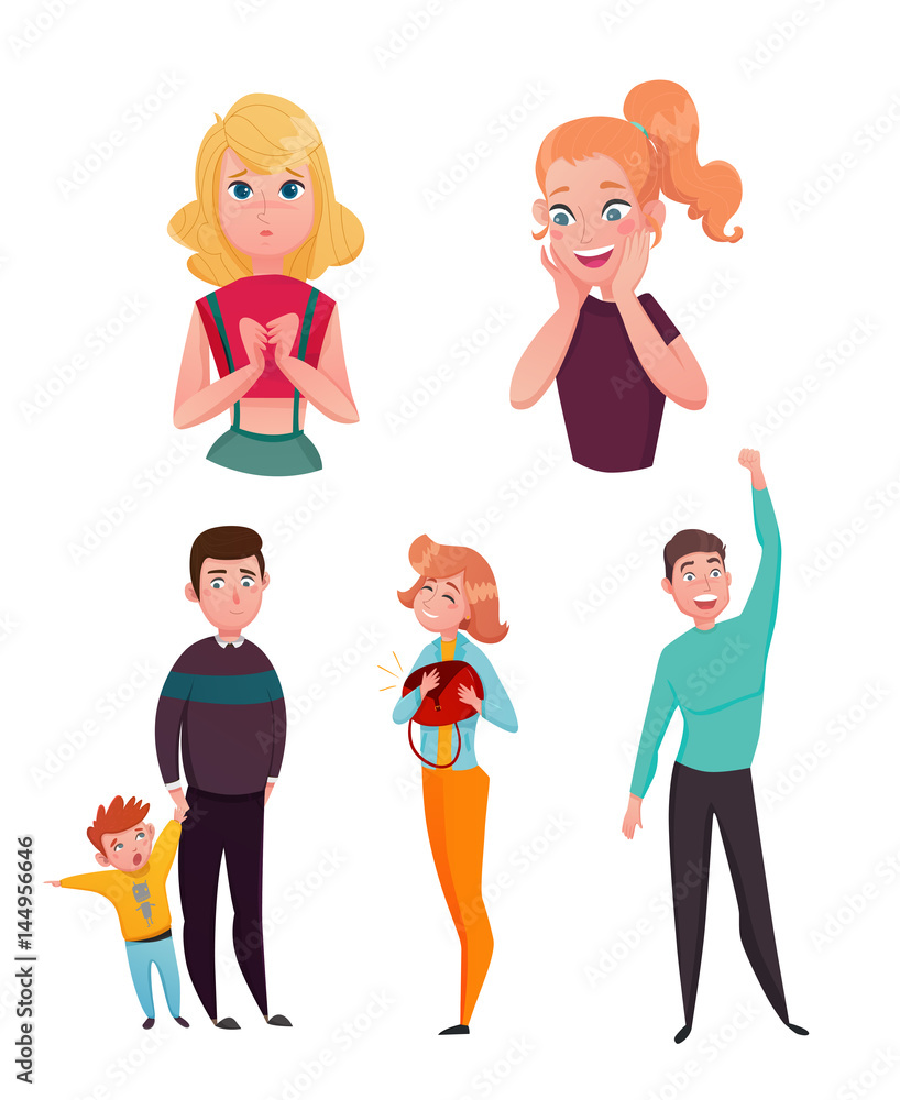 Poster People Emotions Cartoon Characters Set – Wall Art | UkPosters