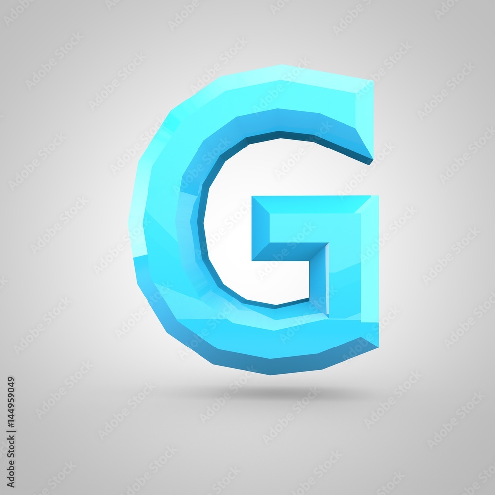 Blue low poly alphabet letter G uppercase isolated on white background ...