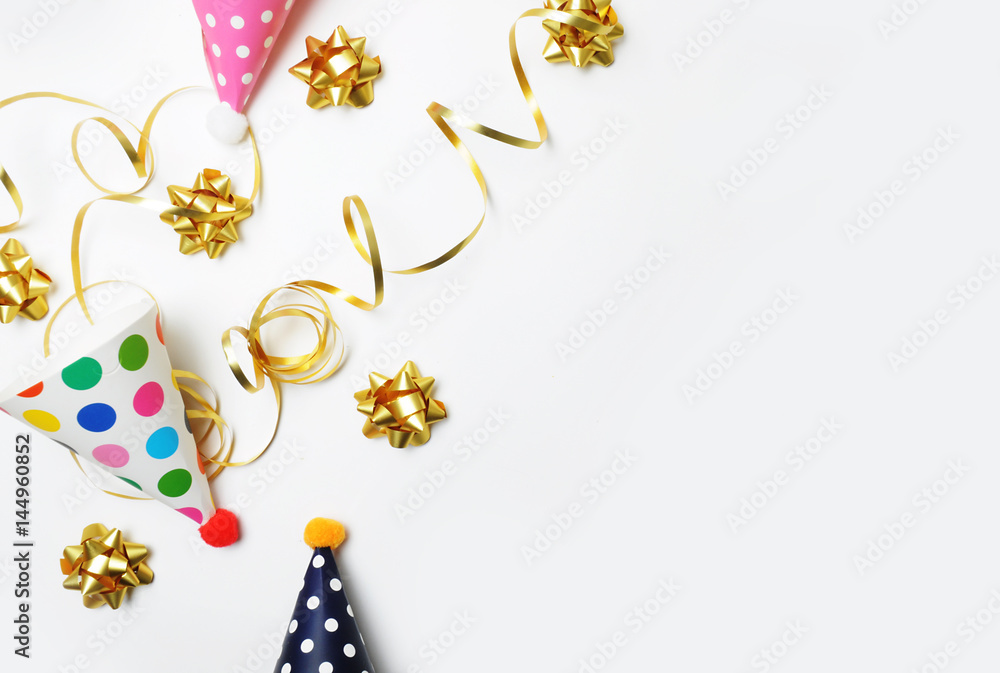 Party mockup. White background. Event. Decor table view. Flat Lay ...