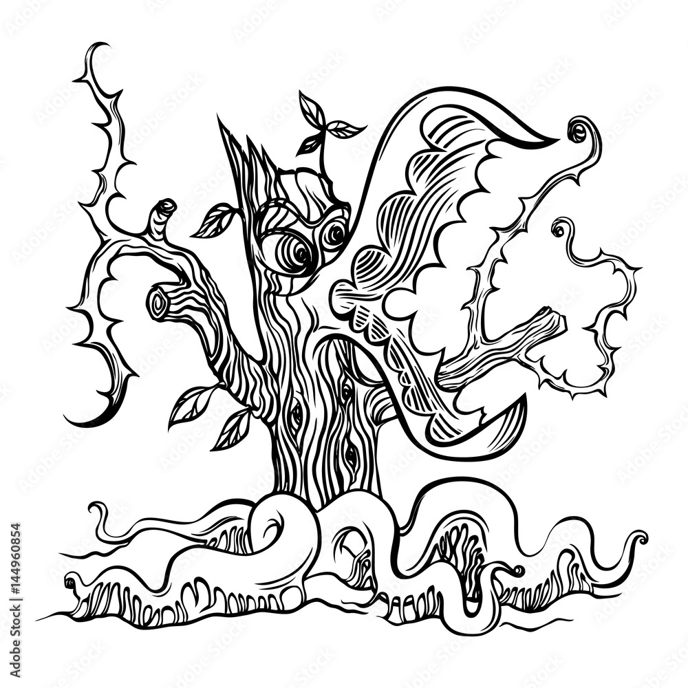 Cartoon image of monster plant. An artistic freehand picture. Stock ...