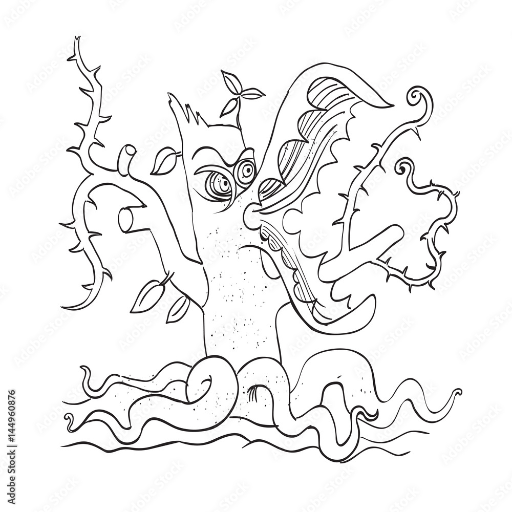 Cartoon image of monster plant. An artistic freehand picture. Stock ...