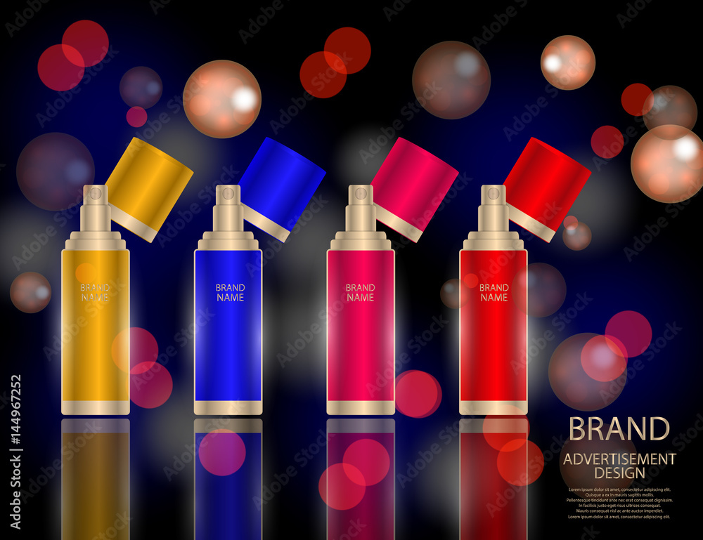 Glamorous facial treatment essence set on the sparkling effects ...