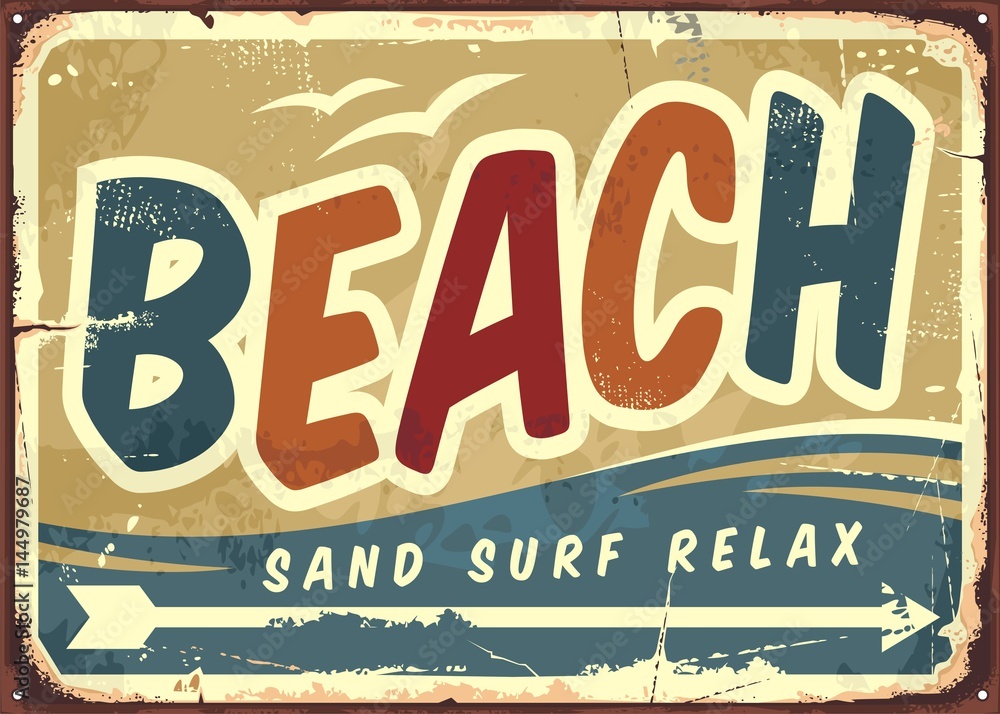 Beach sign vector retro background Stock Vector | Adobe Stock