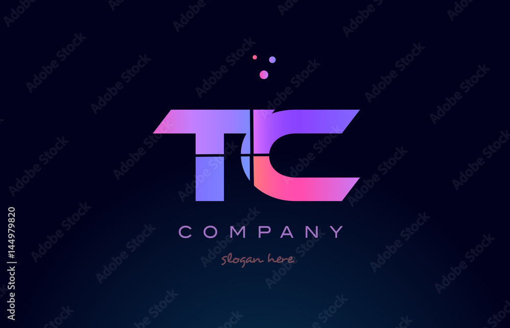 tc t c creative blue pink purple alphabet letter logo icon design Stock ...
