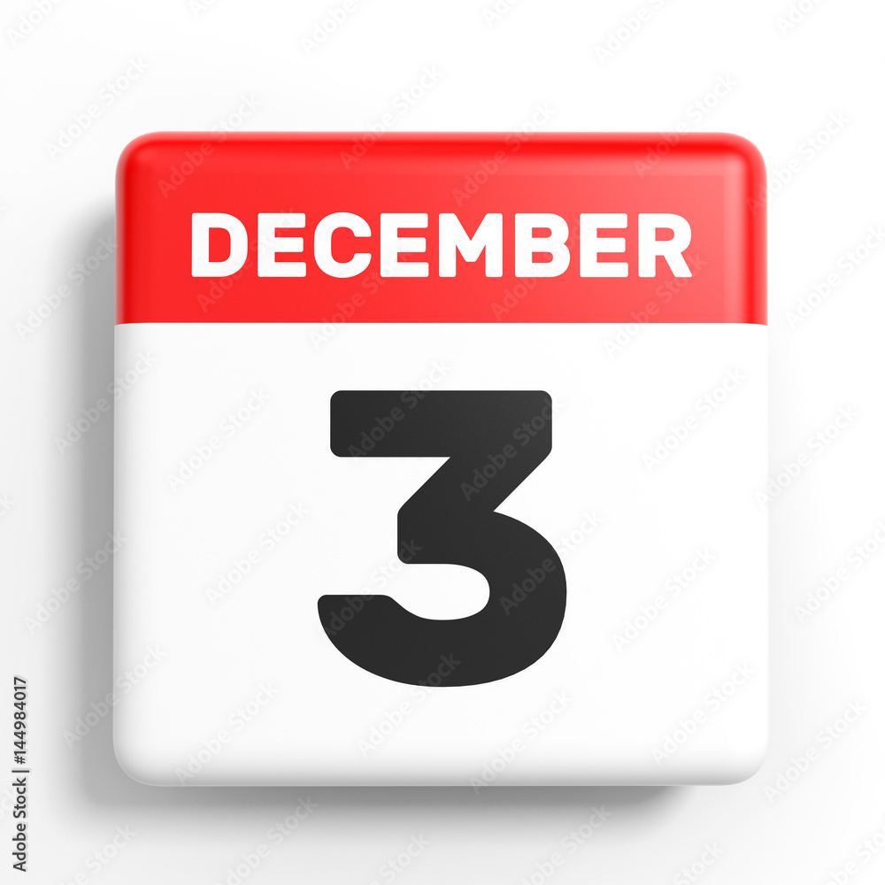 December 3. Calendar on white background. Stock Illustration | Adobe Stock