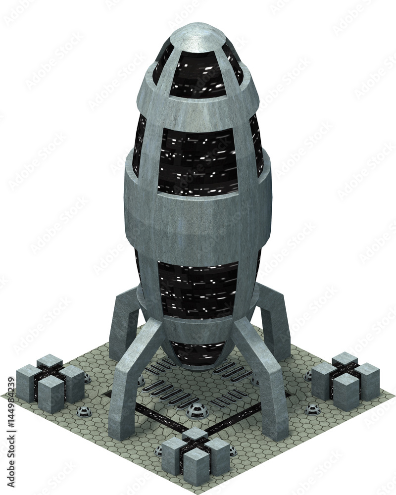 Isometric futuristic sci-fi architecture, space city building. 3D ...