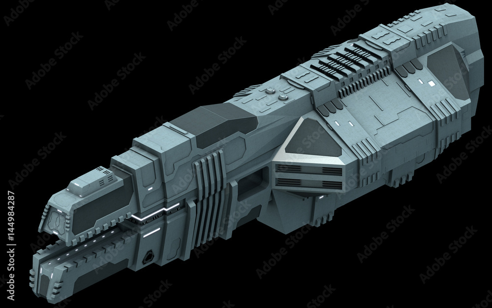 Isometric futuristic sci-fi architecture, container cargo ship. 3D ...