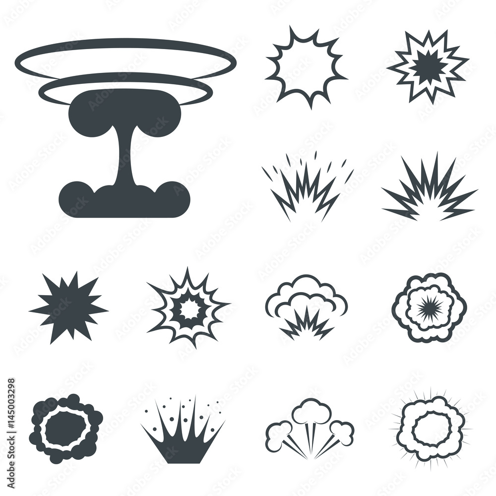 Bomb icons, bang and exploding symbols. Vector illustration Stock ...