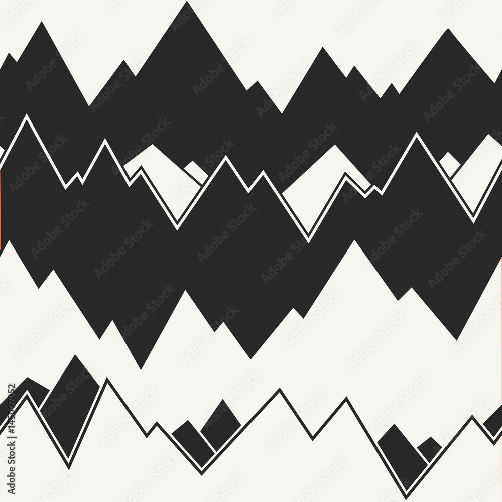 Modern stylish monochrome mountain range background with irregular ...