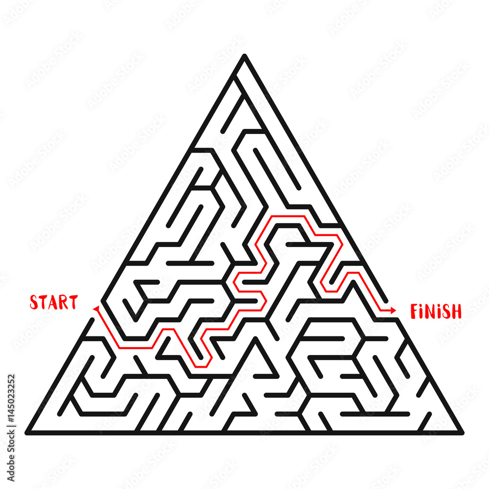 Triangular Maze Game background. Labyrinth with Entry and Exit. Vector Illustration. Stock ...