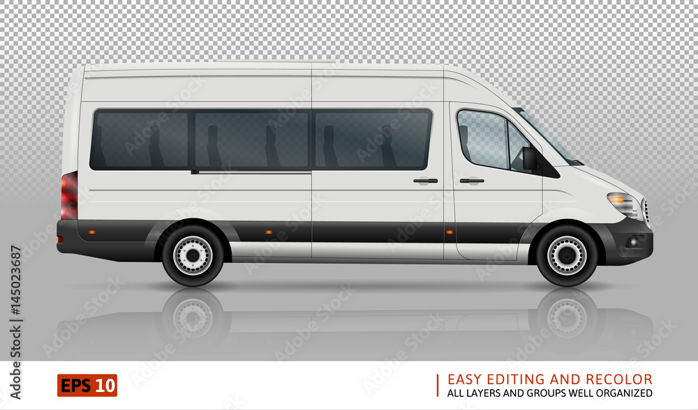 Minivan vector template on transparent background. Isolated city ...