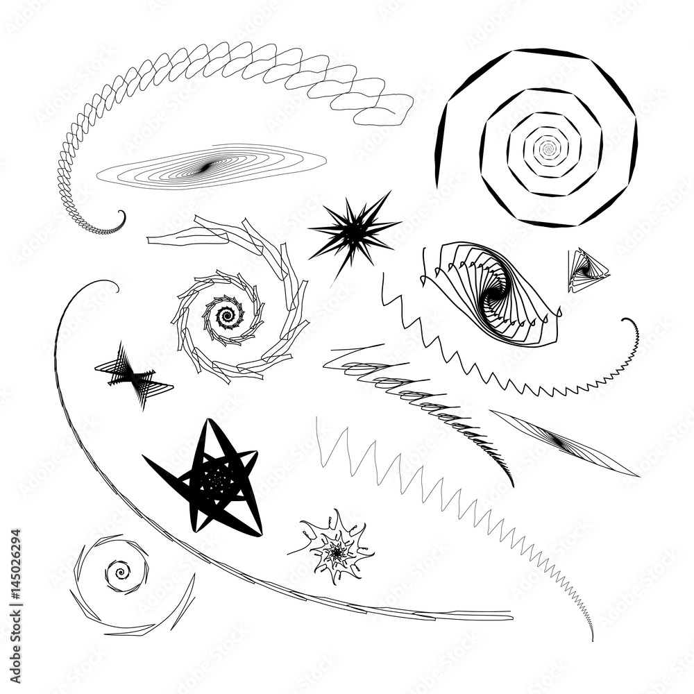 Graphical abstract a set of different swirls and stars Stock Vector ...