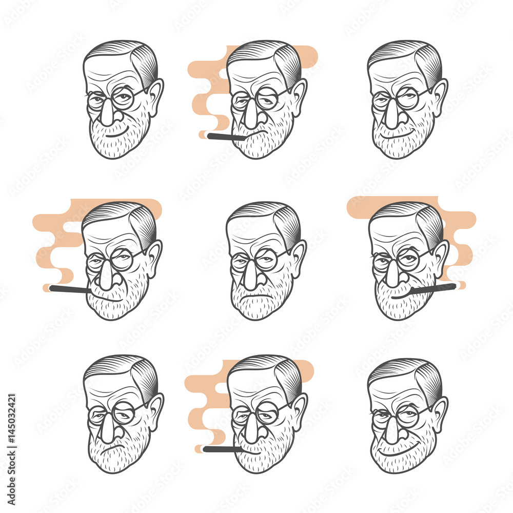 Cartoon caricature portrait of Sigmund Freud Stock Vector | Adobe Stock