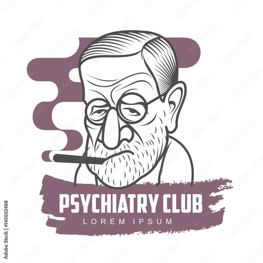 Cartoon caricature portrait of Sigmund Freud Stock Vector | Adobe Stock