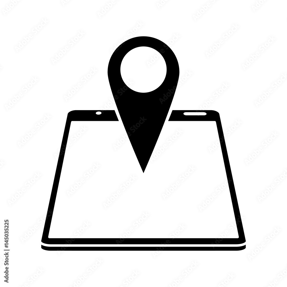 silhouette smartphone pin map location gps vector illustration eps 10 ...