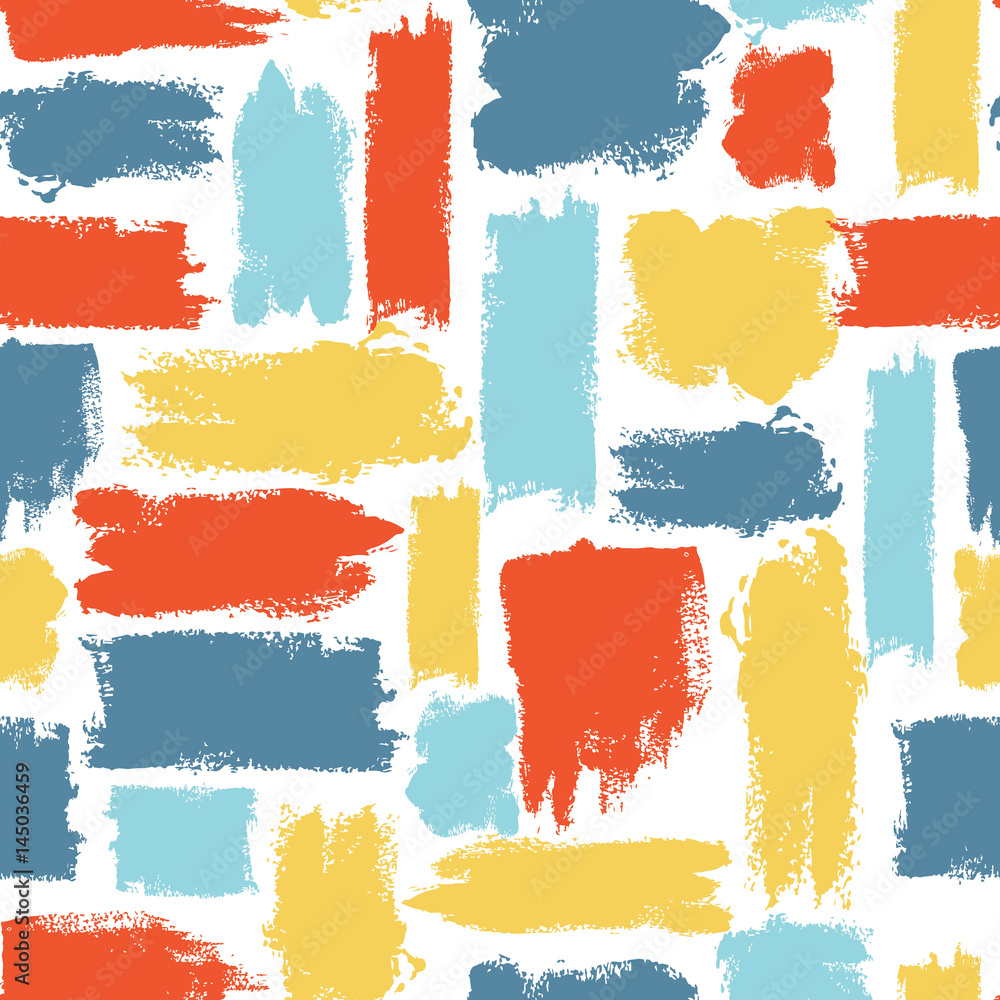 Vector colorful seamless pattern with brush strokes. Summer fantasy ...