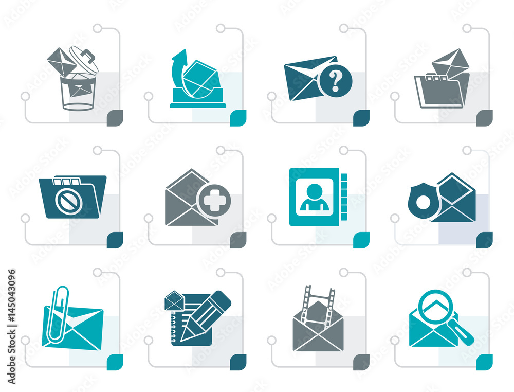 Stylized E-mail and Message Icons - vector icon set Stock-Vektorgrafik ...