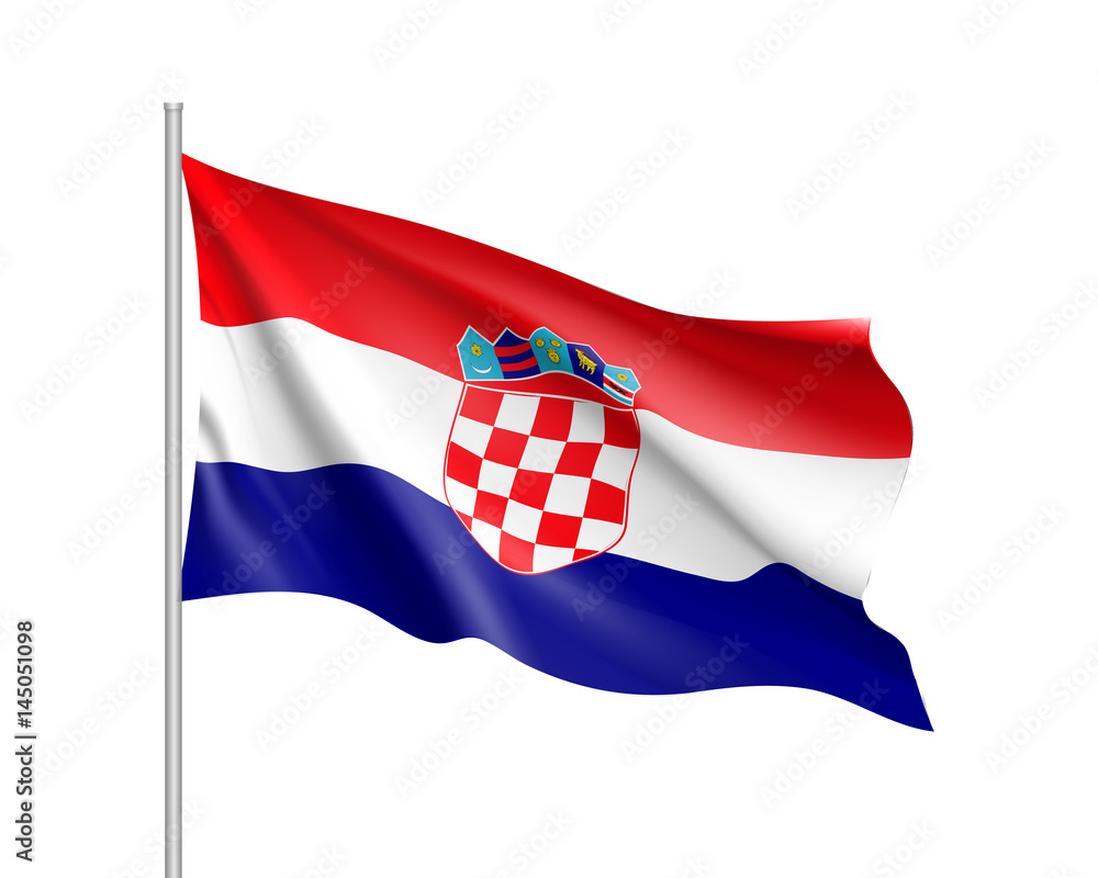 National flag of Croatia republic. Patriotic croatian sign in official ...