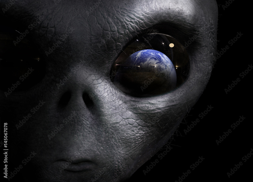alien looking at the earth Stock-Illustration | Adobe Stock