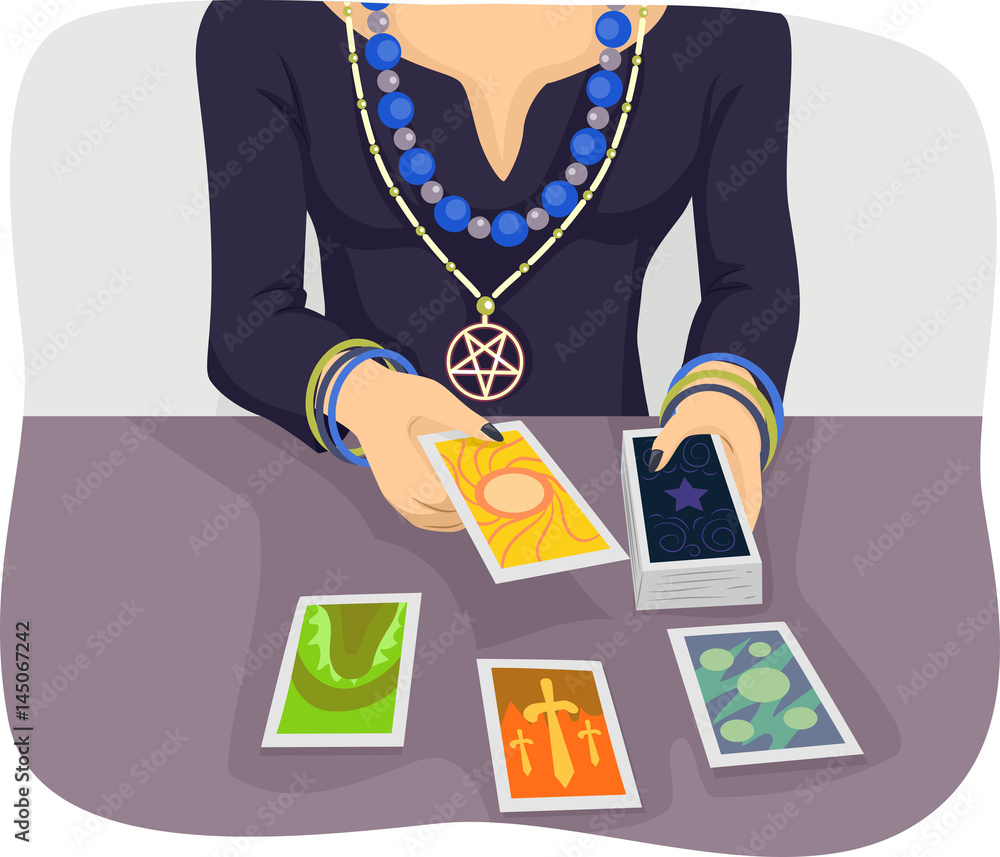 Girl Tarot Card Reader Stock Vector | Adobe Stock