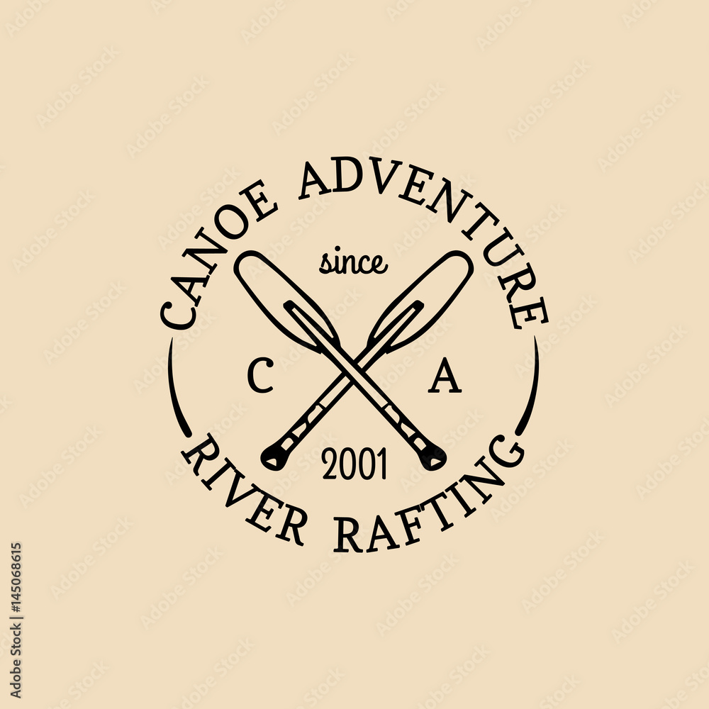 Vector camp logo. Tourism sign with hand drawn paddles illustration ...