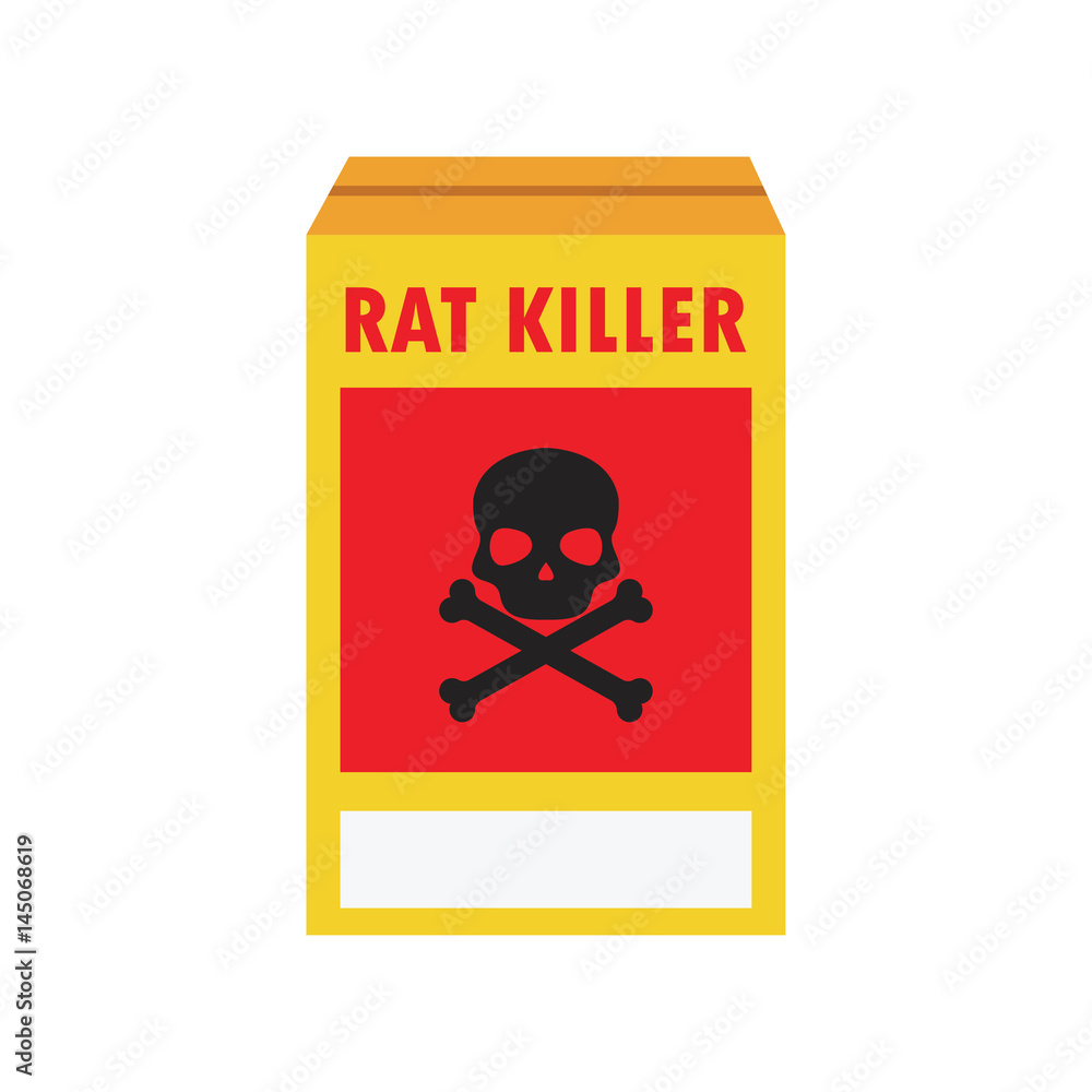 box of rat killer poison and no rat sign concept. vector illustration ...