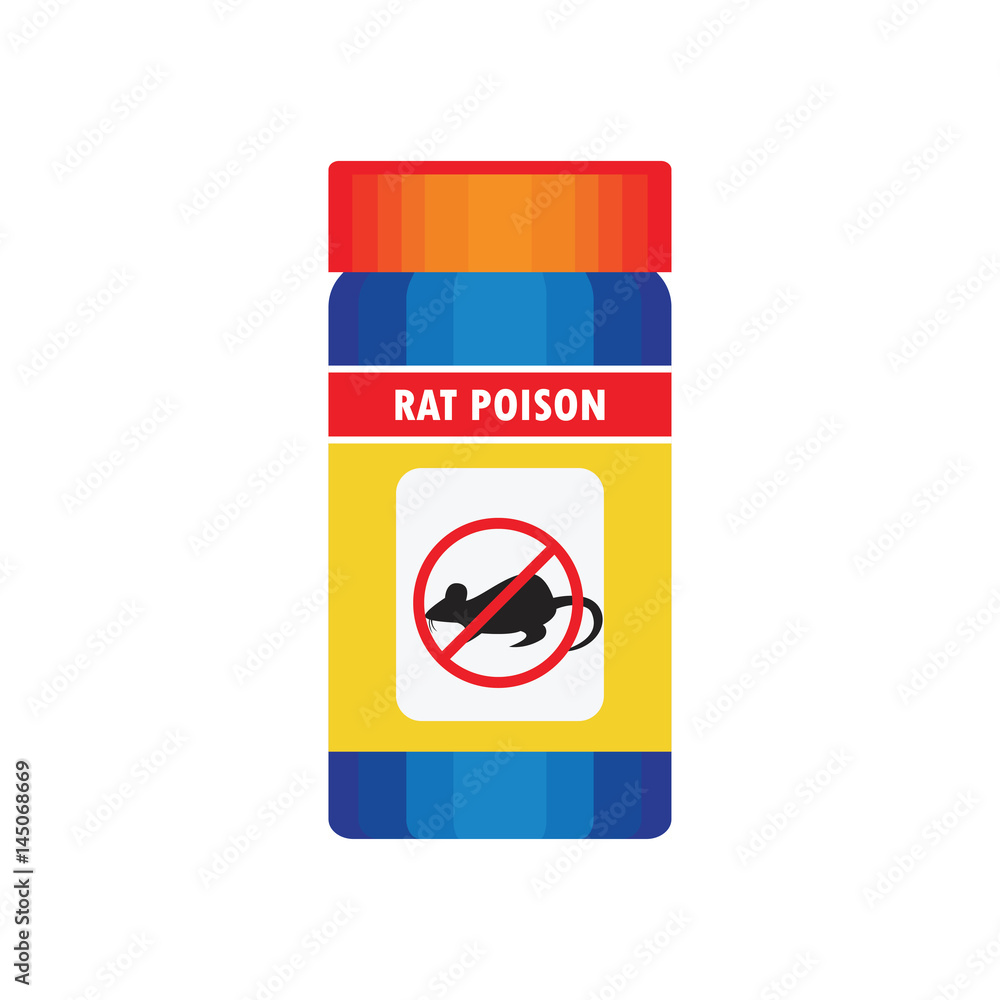 rat killer poison liquid in the bottle concept. vector illustration ...