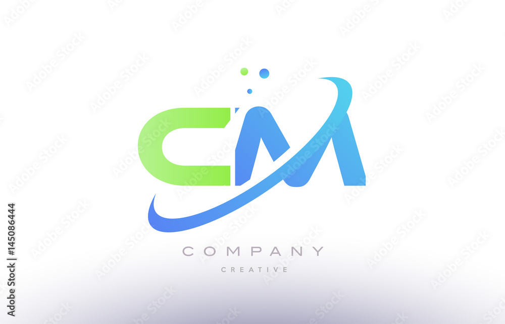 cm c m alphabet green blue swoosh letter logo icon design Stock Vector ...