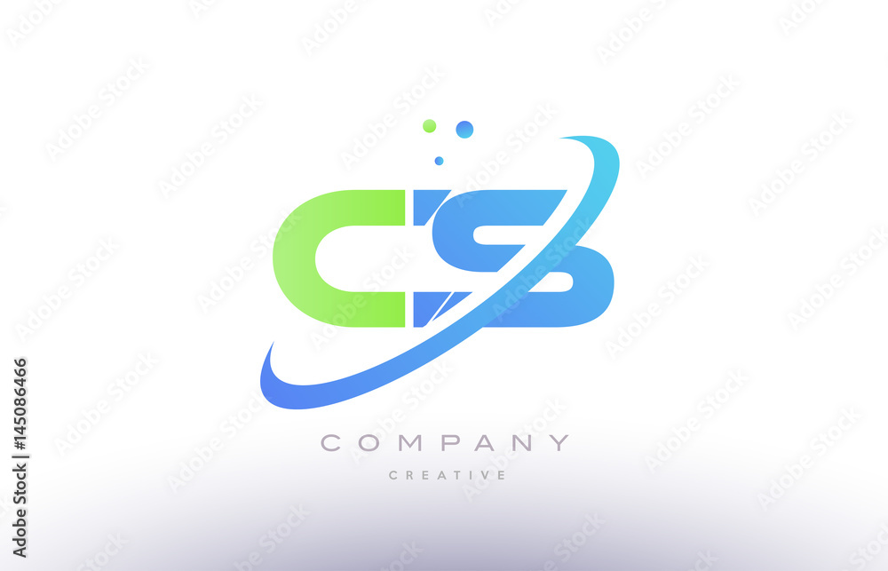 cs c s alphabet green blue swoosh letter logo icon design Stock Vector ...