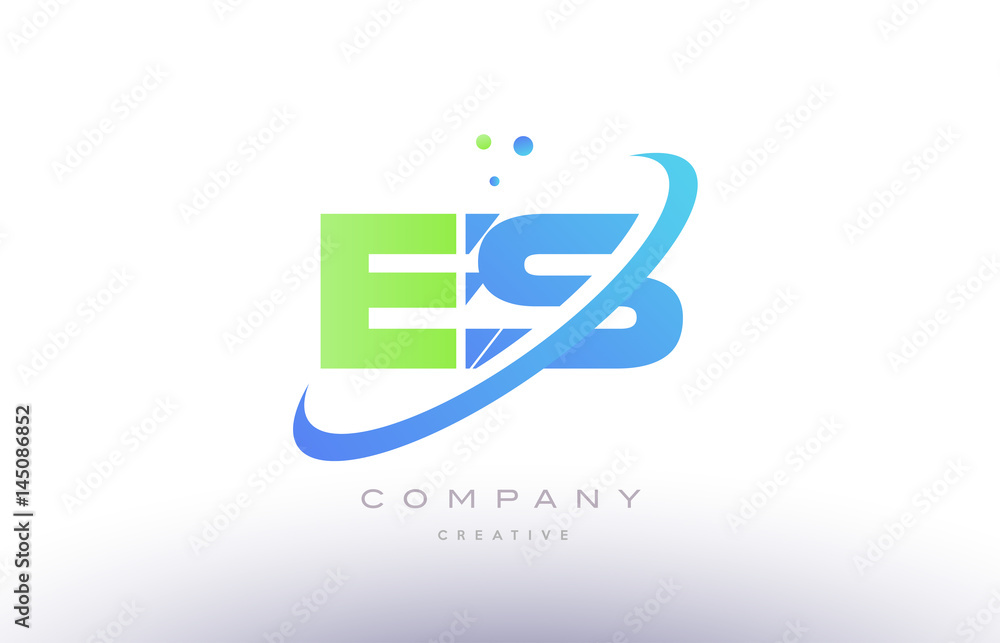 es e s alphabet green blue swoosh letter logo icon design Stock Vector ...