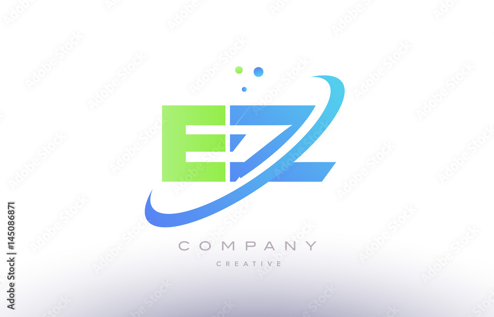 ez e z alphabet green blue swoosh letter logo icon design Stock Vector ...