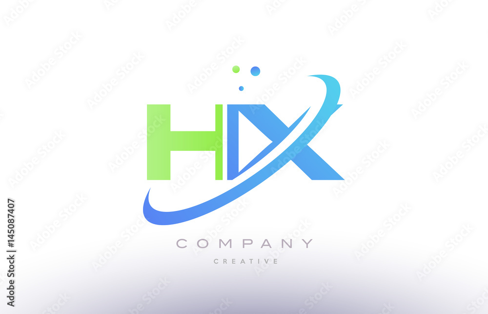 hx h x alphabet green blue swoosh letter logo icon design Stock Vector ...