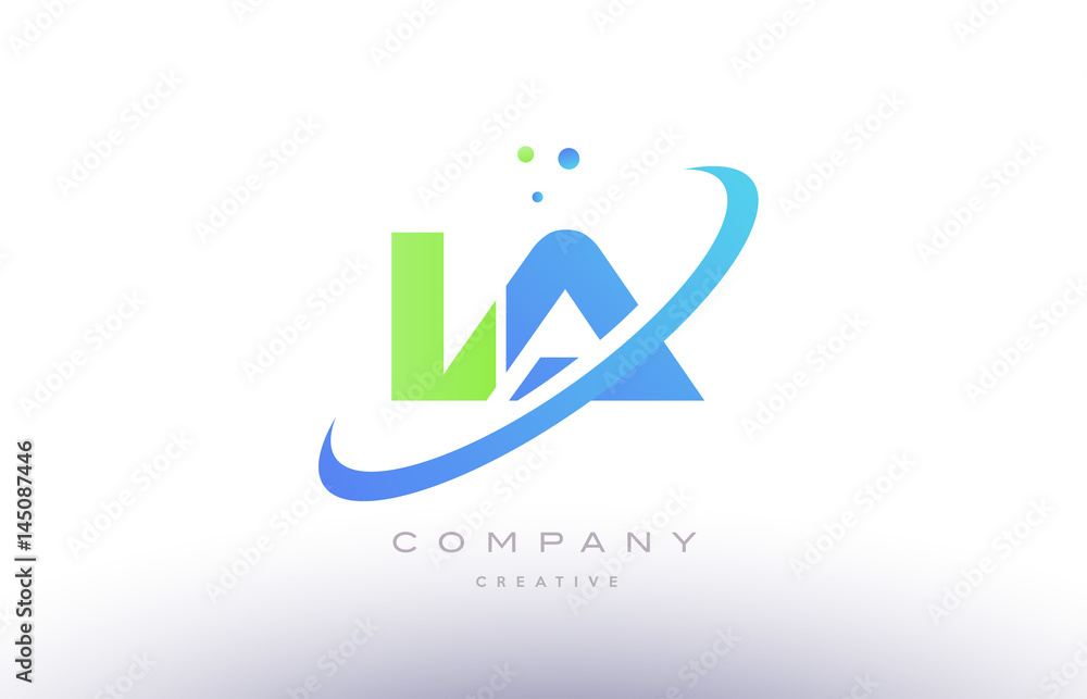 ia i a alphabet green blue swoosh letter logo icon design Stock Vector ...