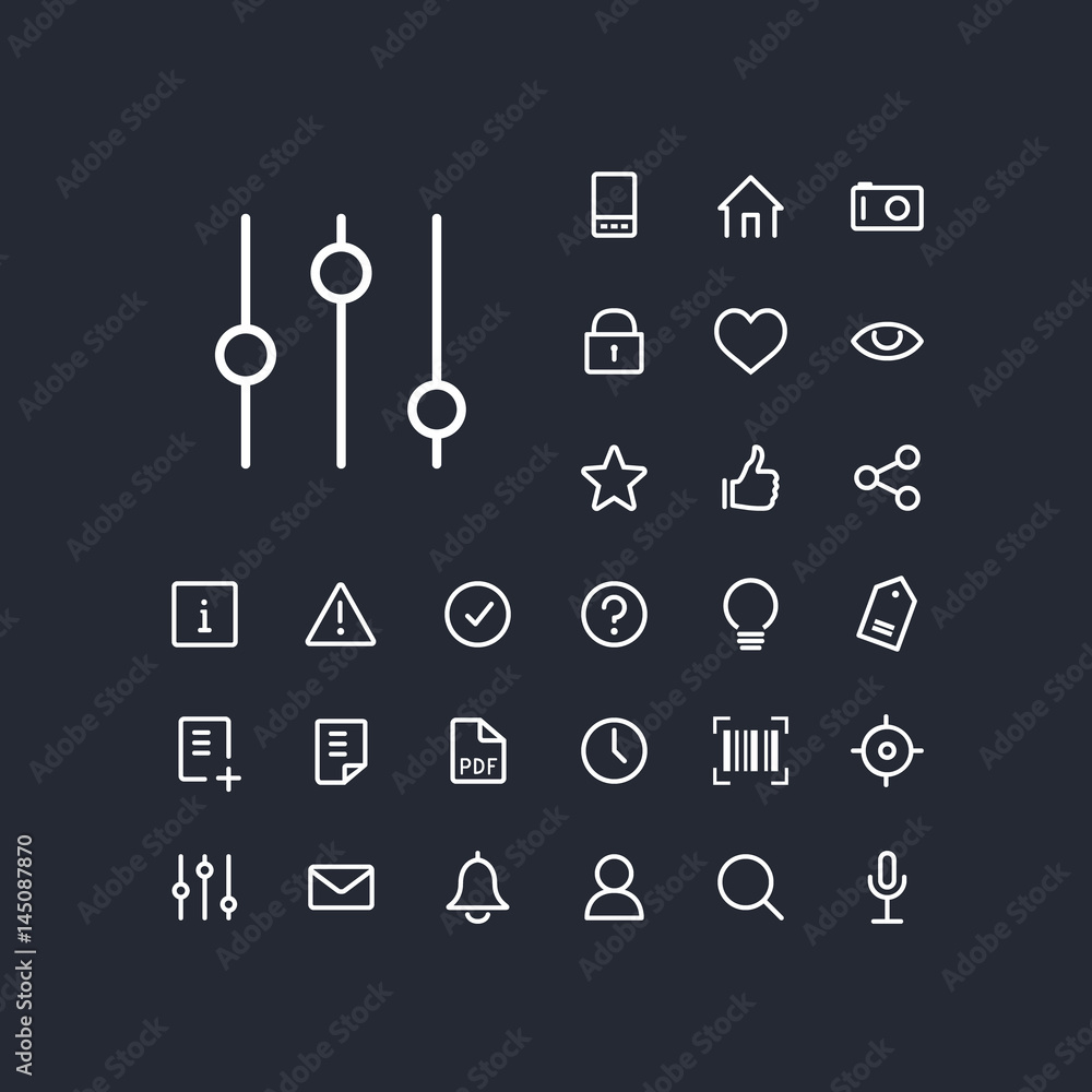 Filter Icon In Set On The Black Background Universal Linear Icons To Use In Web And Mobile App 