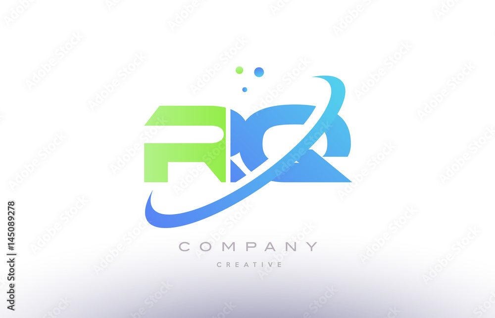 rq r q alphabet green blue swoosh letter logo icon design Stock Vector ...