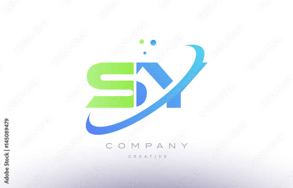 sy s y alphabet green blue swoosh letter logo icon design Stock Vector ...