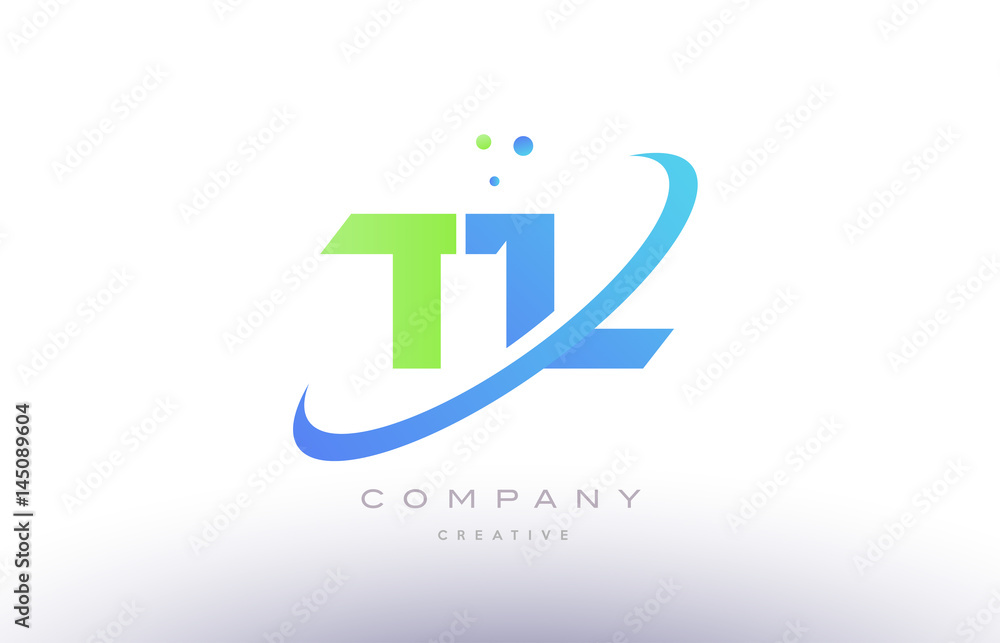 tl t l alphabet green blue swoosh letter logo icon design Stock Vector ...