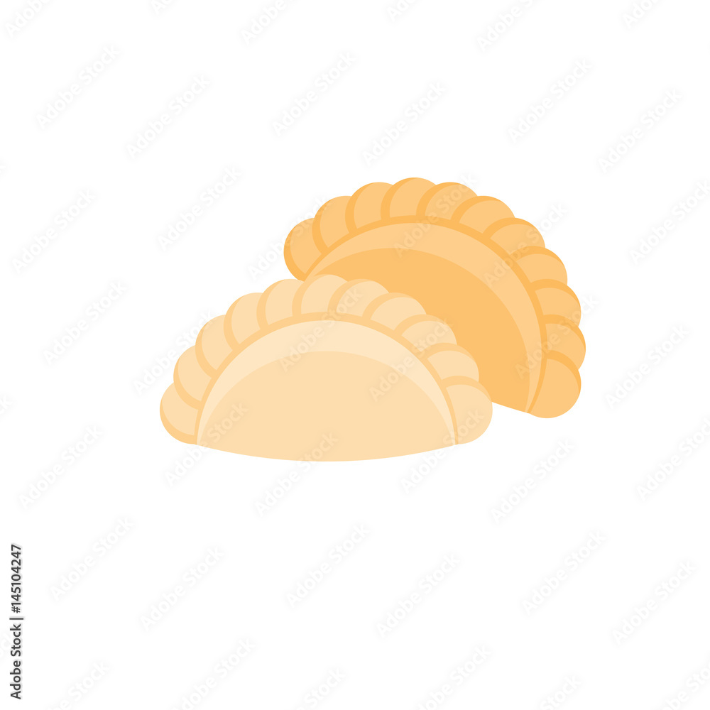 icon for use as pastry sign and logo such as curry puff, flat design ...