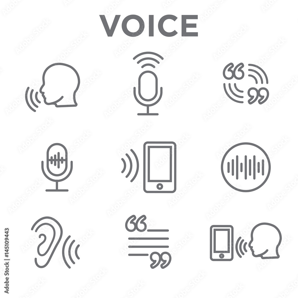 Voiceover or Voice Command Icon with Sound Wave Images Stock Vector ...