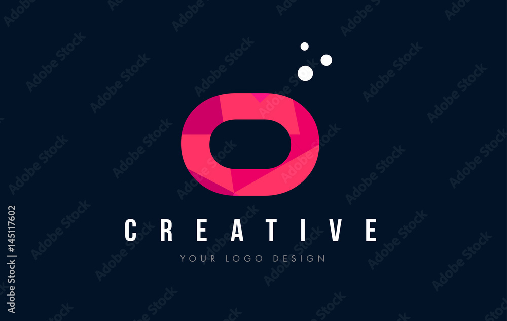 O Letter Logo with Purple Low Poly Pink Triangles Concept Stock Vector ...