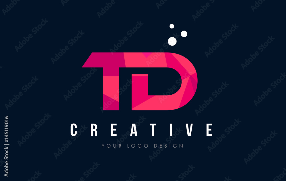 TD T D Letter Logo with Purple Low Poly Pink Triangles Concept Stock ...