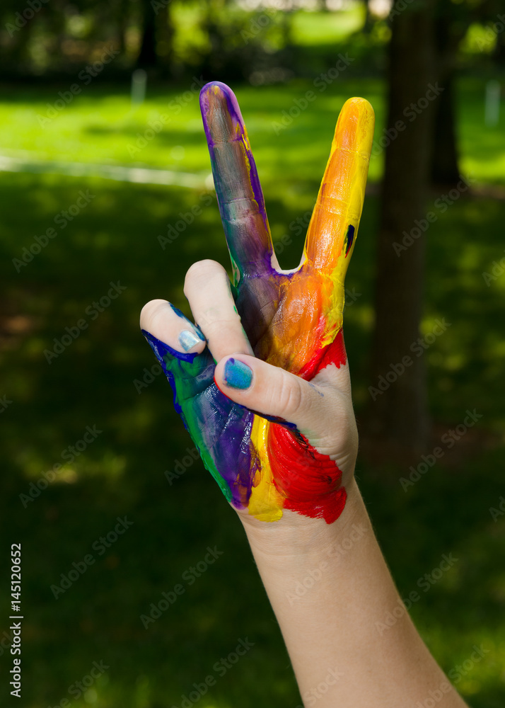 Rainbow Peace Sign Fingers