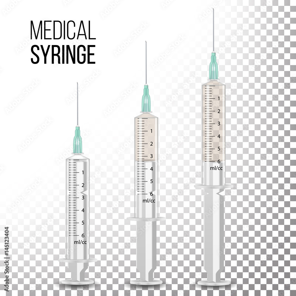 Vector Plastic Medical Syringe Isolated 3d Realistic Illustration Stock ...