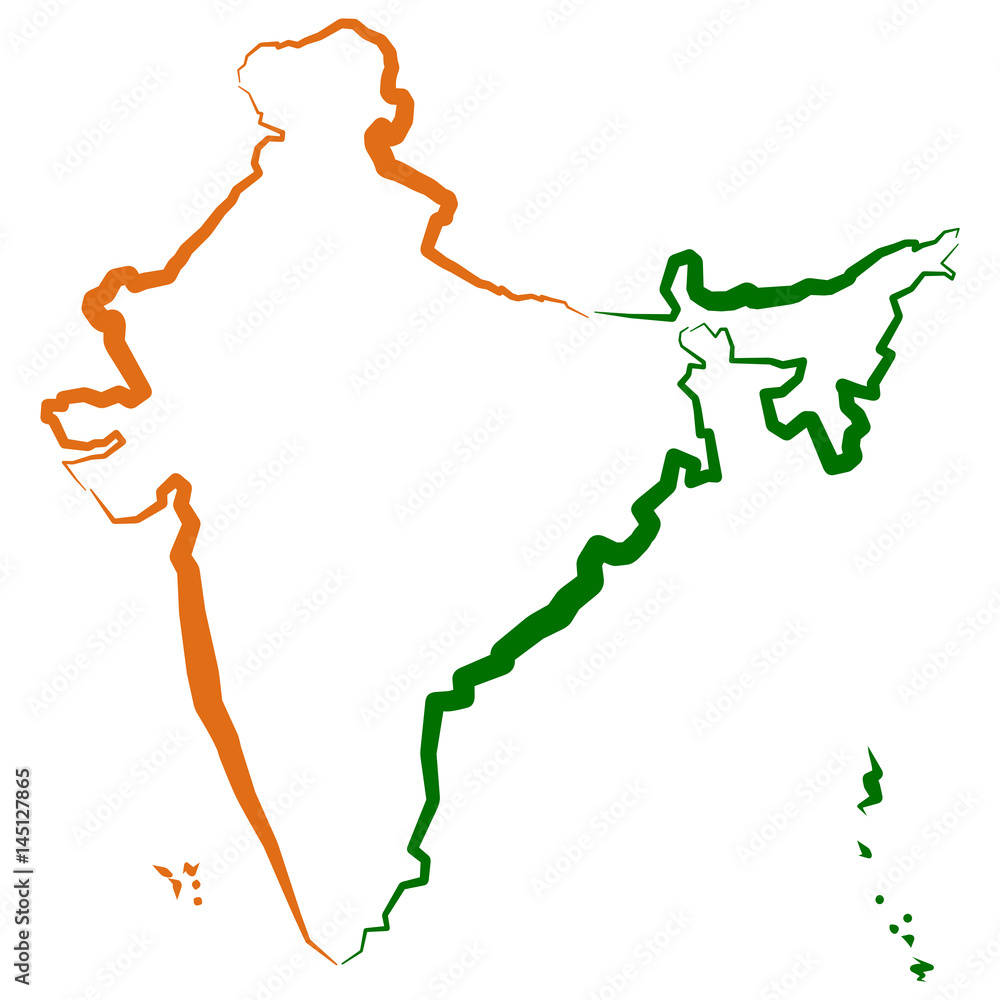 Indie - mapa konturowa Stock Vector | Adobe Stock