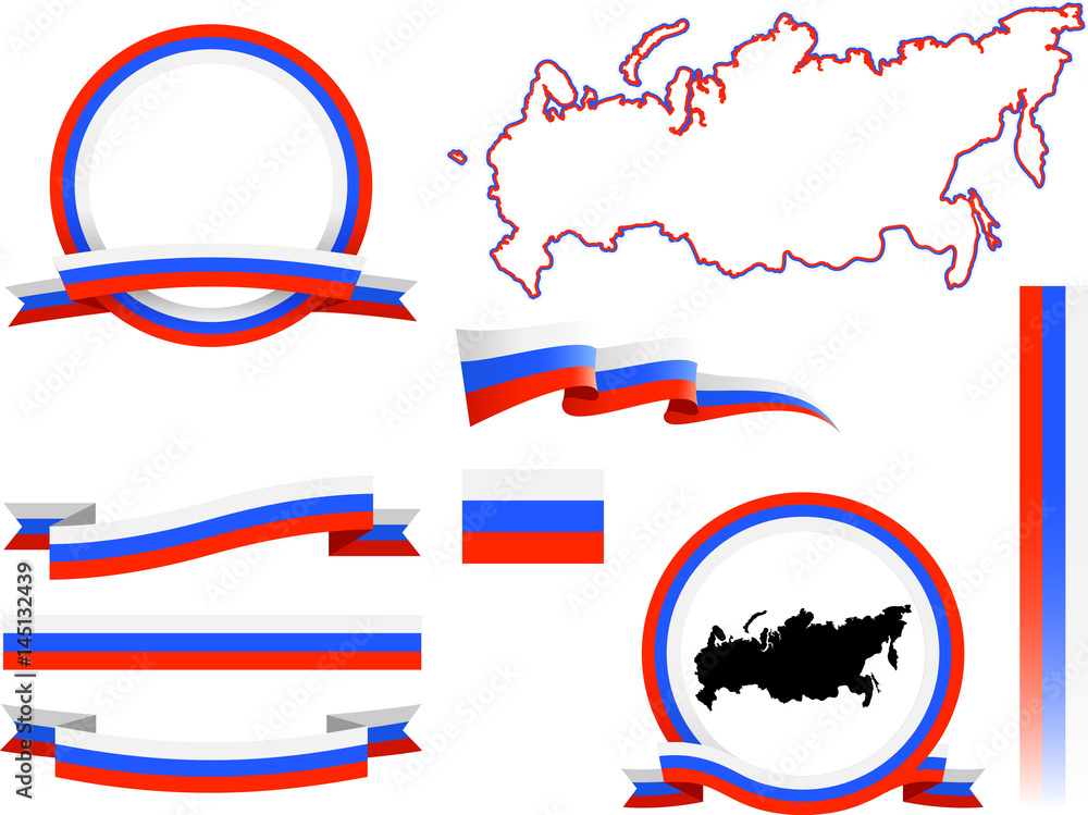 Russia Banner Set. Vector graphic flags, banners and ribbons of Russia ...