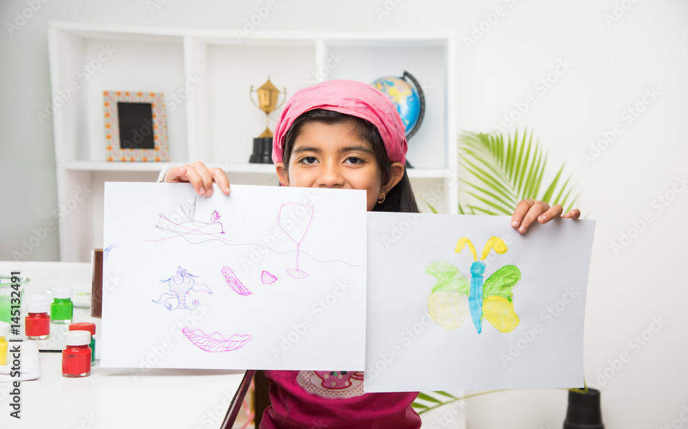 Little Indian Girl Drawing