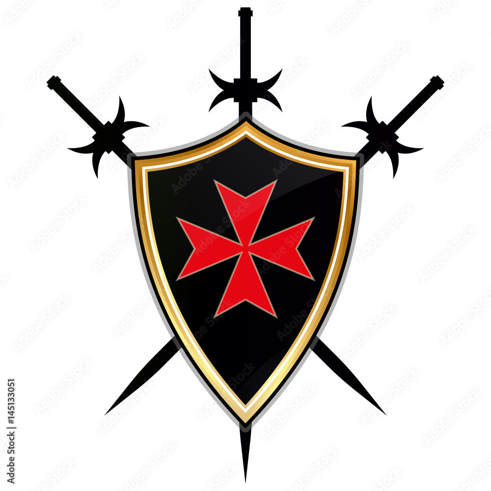 Templar Shield vector icon. Stock Vector | Adobe Stock