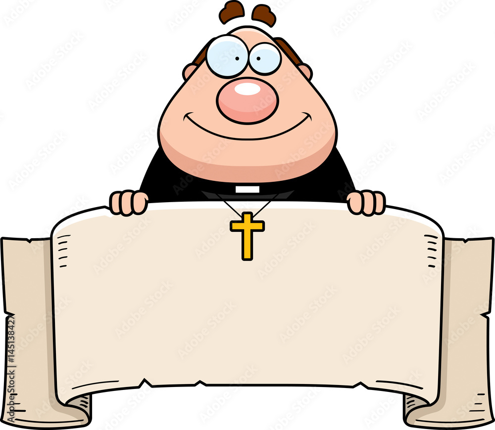 Cartoon Priest Banner Stock Vector | Adobe Stock